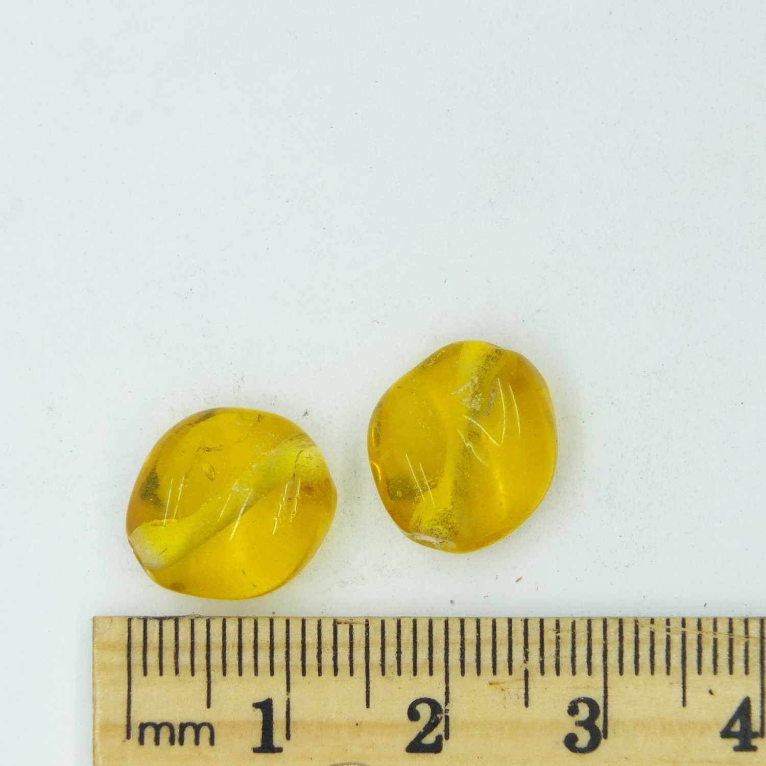 Glass Beads Yellow Transparent Twist 12mm. Pack of 20. Made in | Etsy