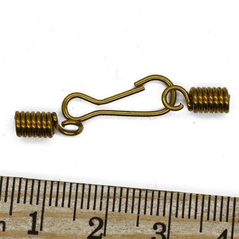 Spring Hook Clasp for Leather / Cord. Coil Crimp Ends. Goldtone. Pack ...