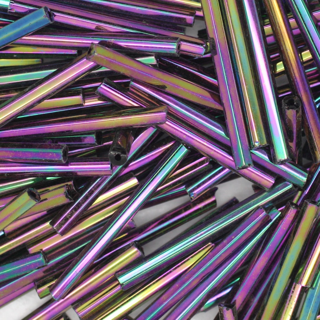 Czech Glass Bugle Beads 25mm ( 1 Inch ) Metallic Purple Iris - Etsy