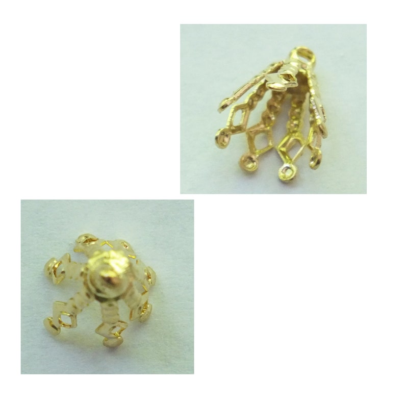 Large Filigree Bell Caps Bails Pliable Prongs. Silver or Gold Tone ...