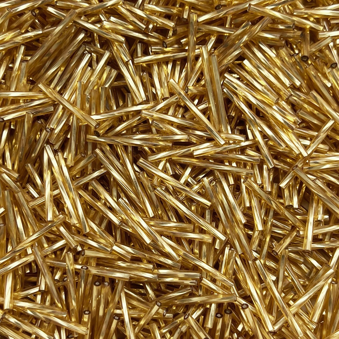 Gold Twisted Bugle Beads Czech Glass 25mm 1" Extra Long - Etsy