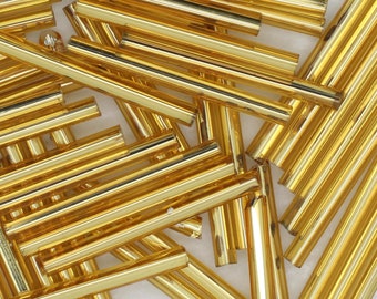 Gold Bugle Beads - Etsy