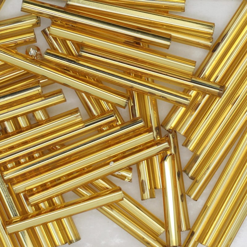 Gold Bugle Beads - Etsy