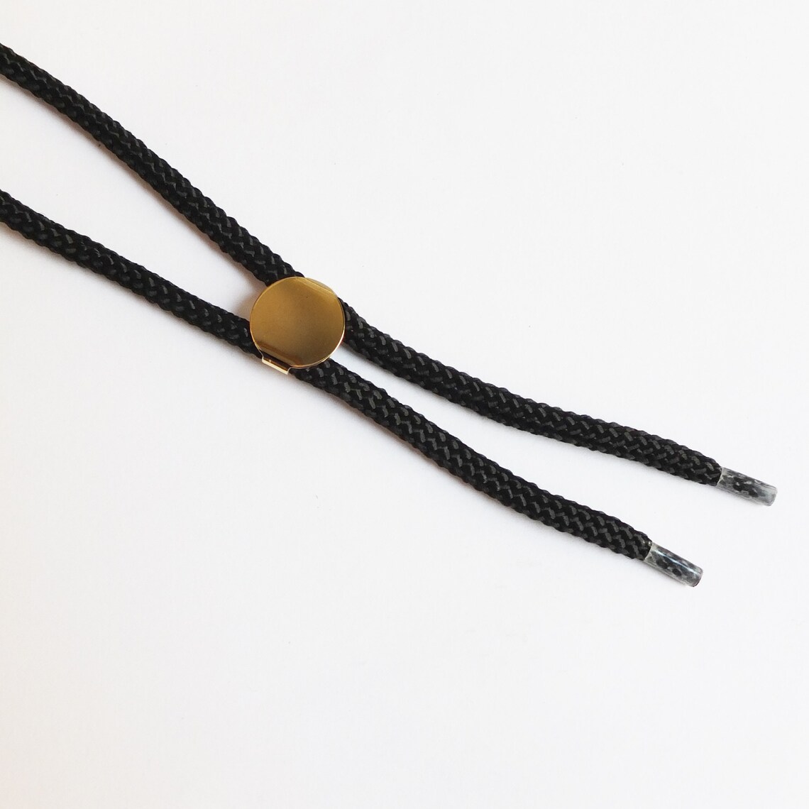 Blank Bolo Tie Parts Kit Round Slide Textured Tips Black Cord DIY Gold ...