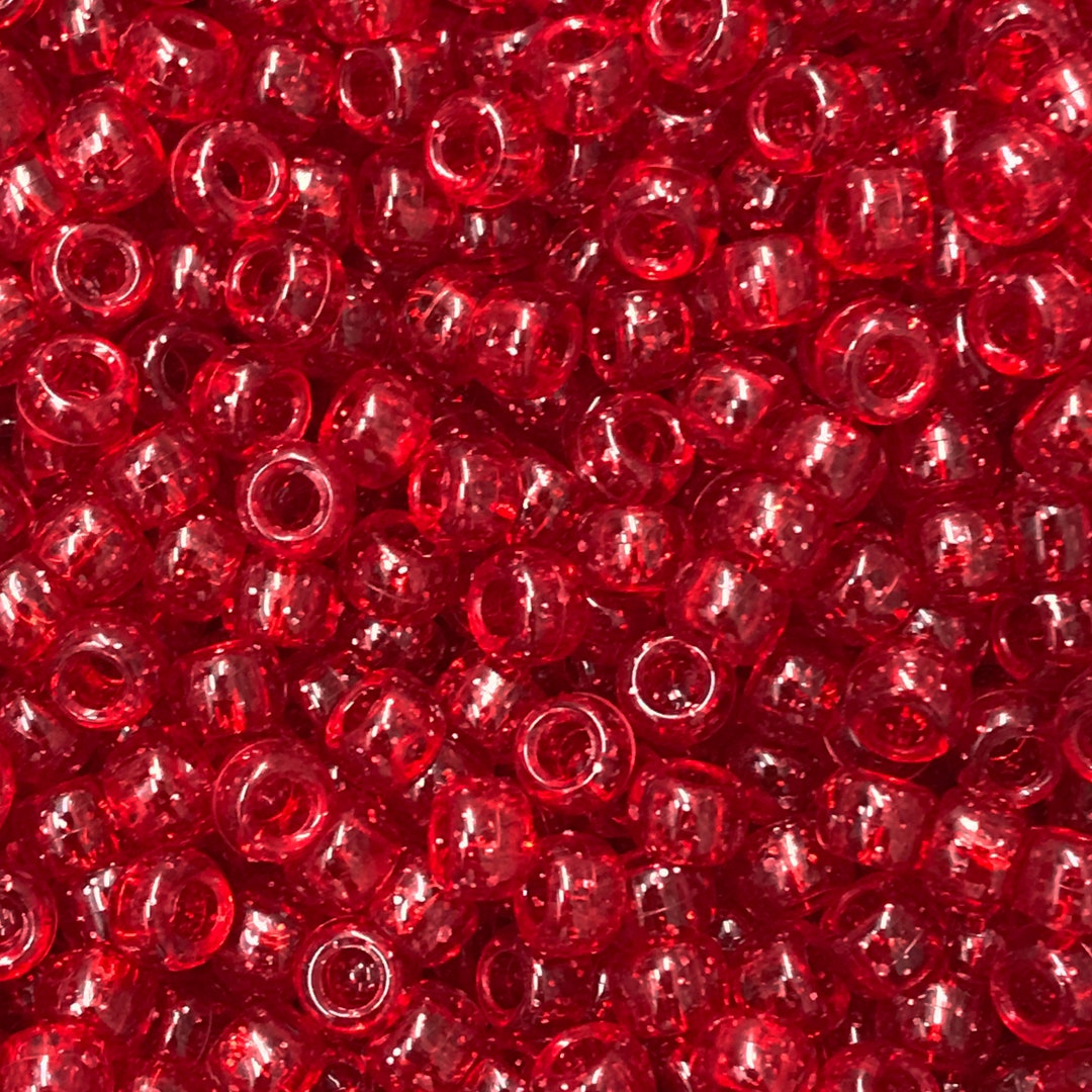 Pony Beads Red Glitter Sparkle Large Hole Beads Made in USA - Etsy
