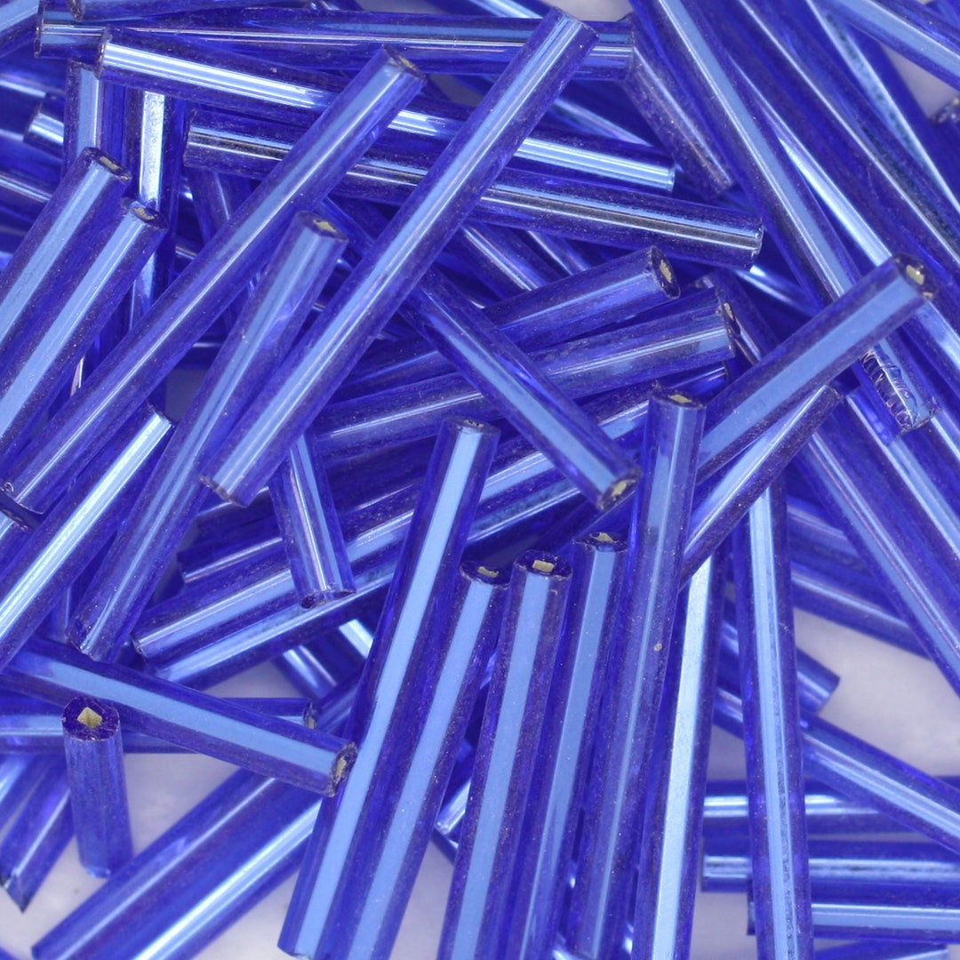 Czech Glass Bugle Beads 25mm ( 1 Inch ) Sapphire Silver Lined - Etsy