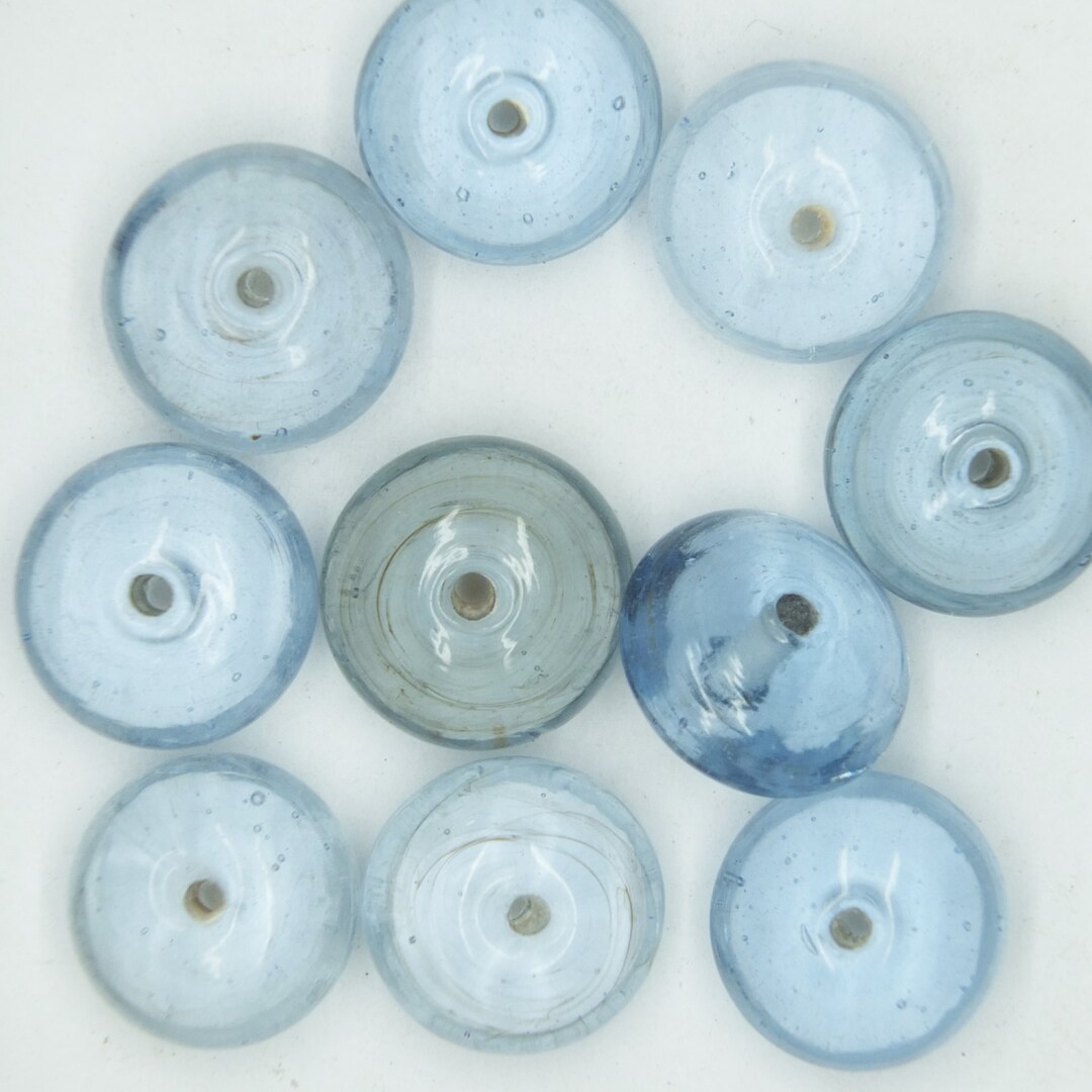 Glass Beads Pale Blue Transparent Disc 10mm. Pack of 10. Made in India ...