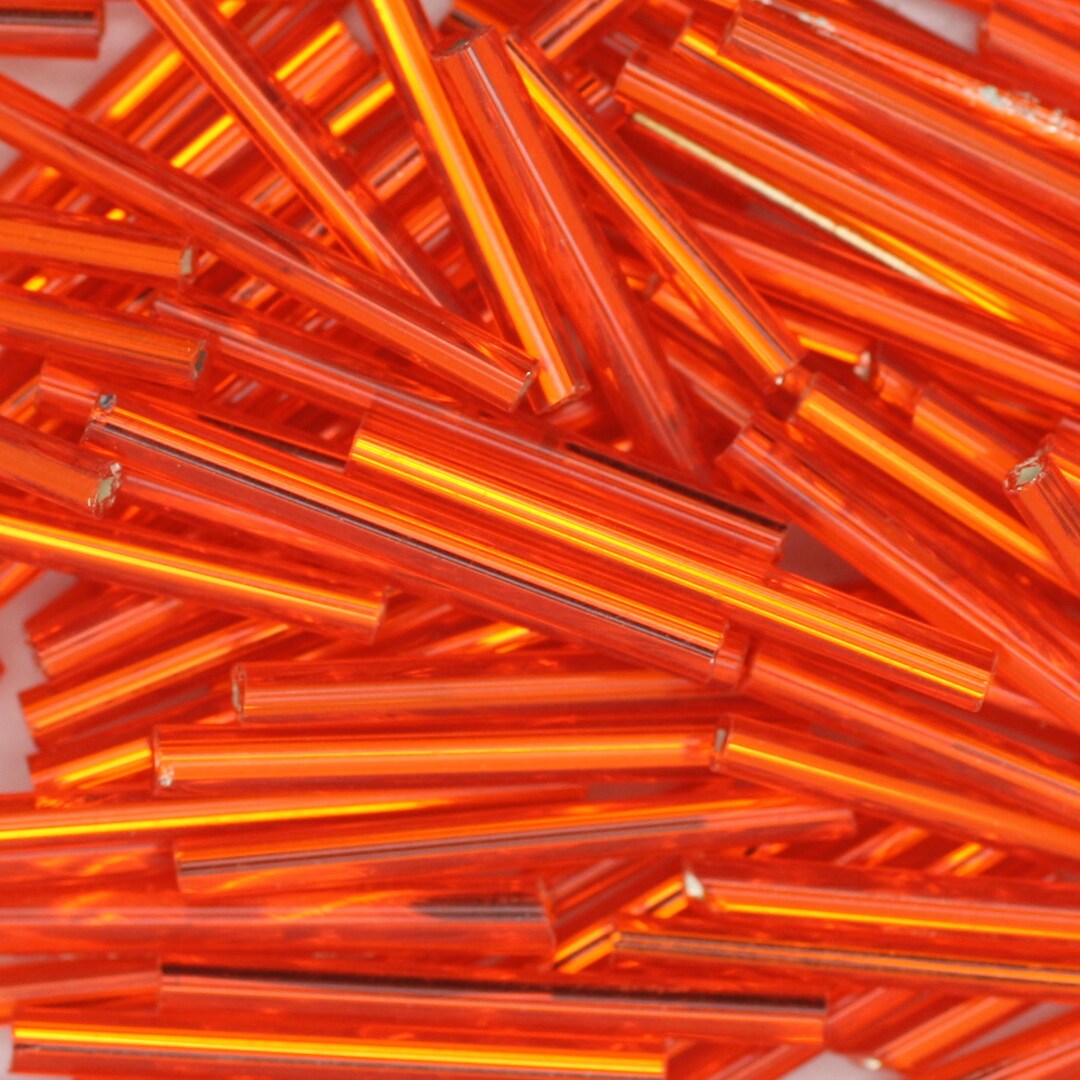 Czech Glass Bugle Beads 25mm ( 1 Inch ) Orange Silver Lined - Etsy