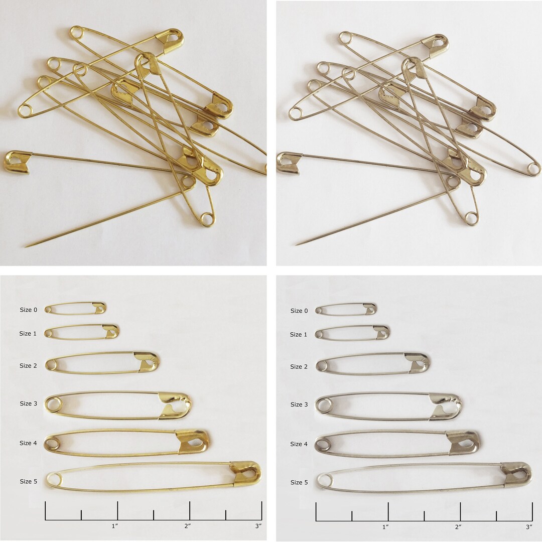 Gold or Silver Safety Pins Extra Large Size 5 ( 3" / 76mm ) Bulk Pack ...