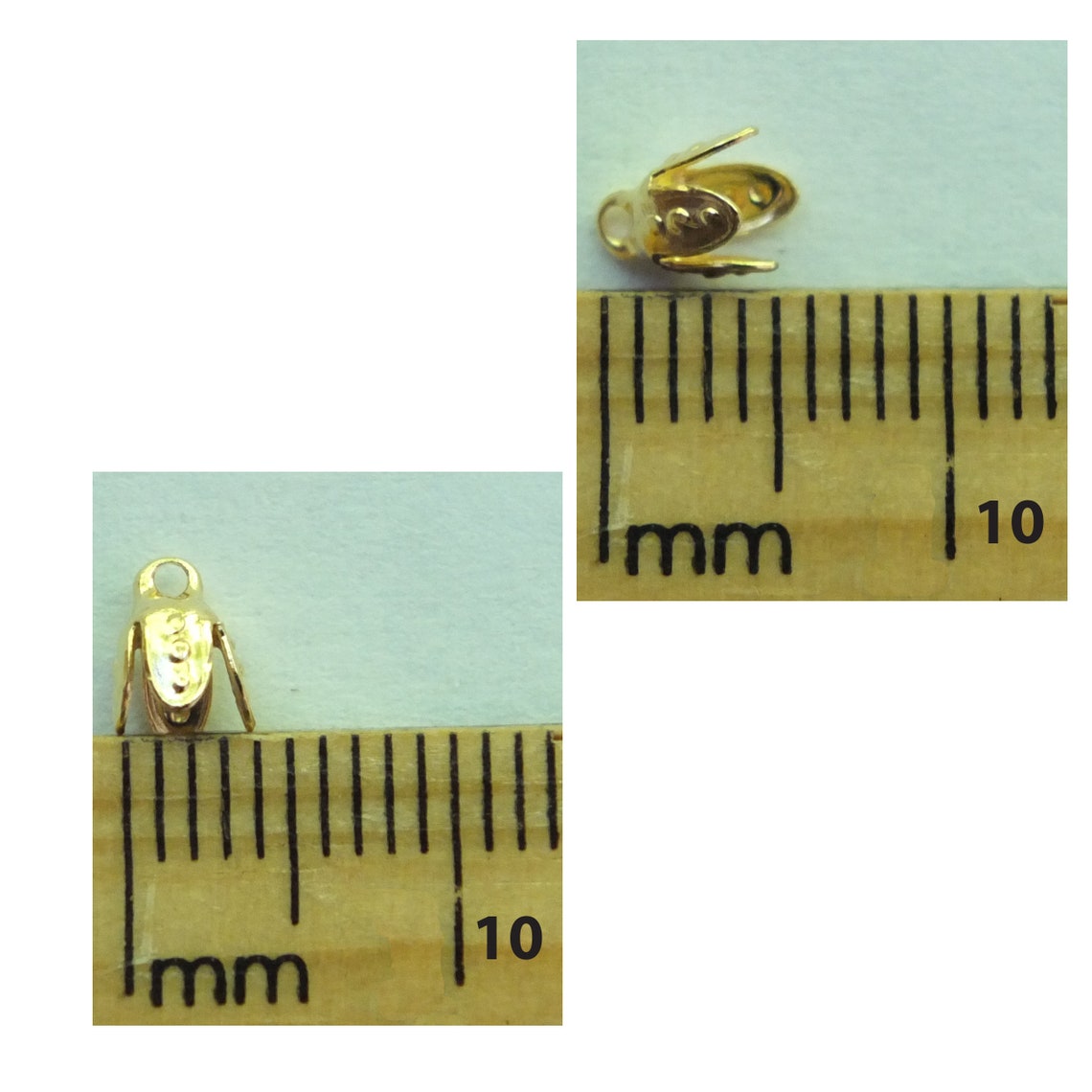 Small Leaf Bell Caps Bails Pliable Prongs. Silver or Gold Tone. Loop ...