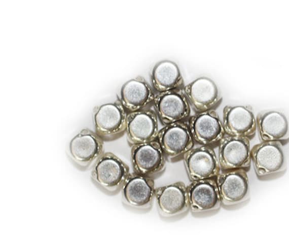 8mm Cornerless Square Bevel Cube Bright Silvertone Metalized | Etsy