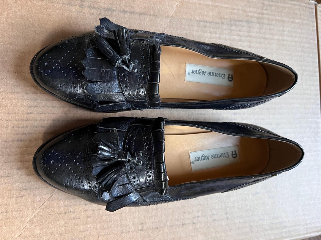 Vintage Etienne Aigner Black Loafers 80s 90s - Etsy