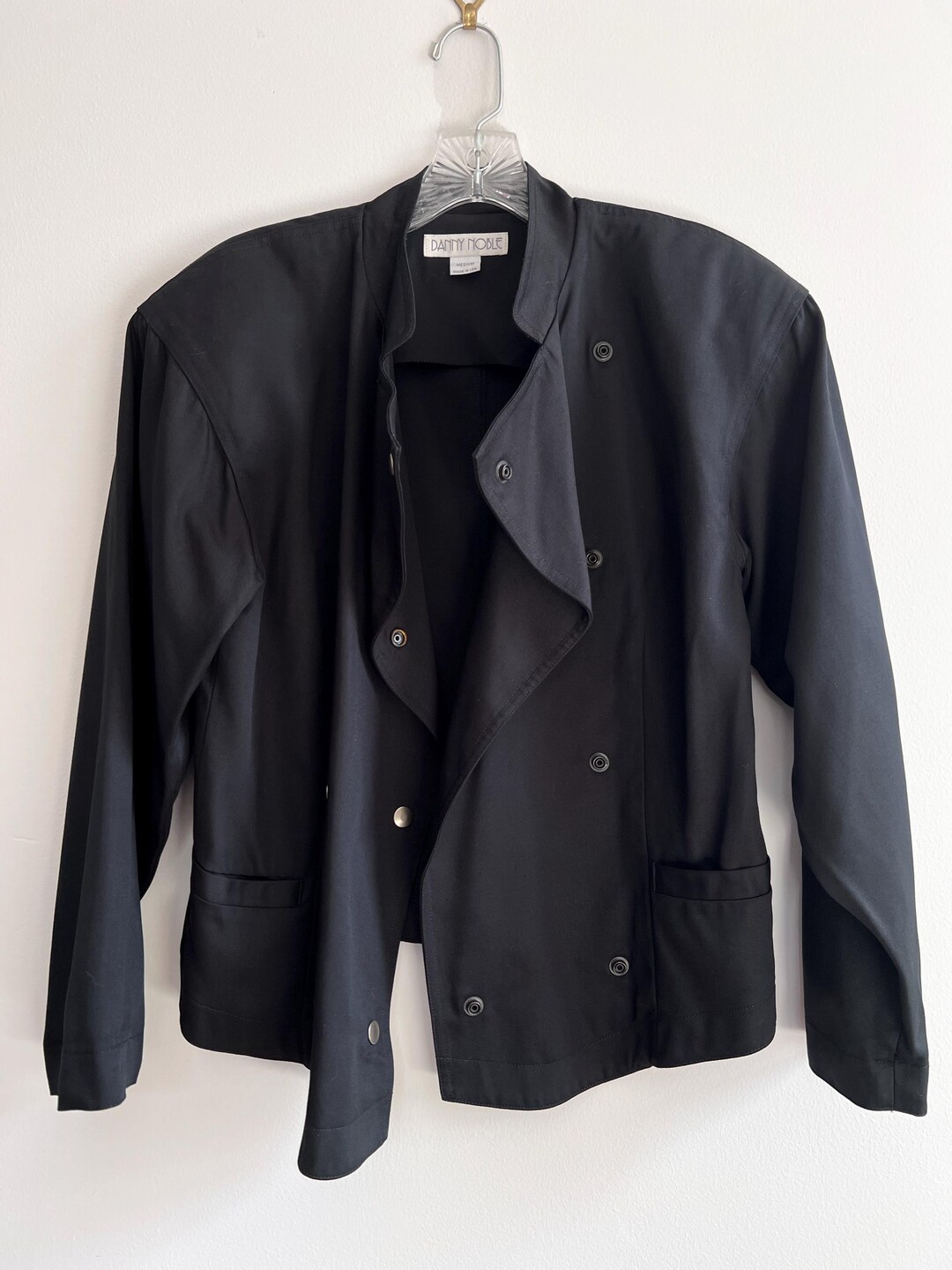 Vintage New Wave 80s 90s Black Jacket Silver Snap Buttons Medium - Etsy