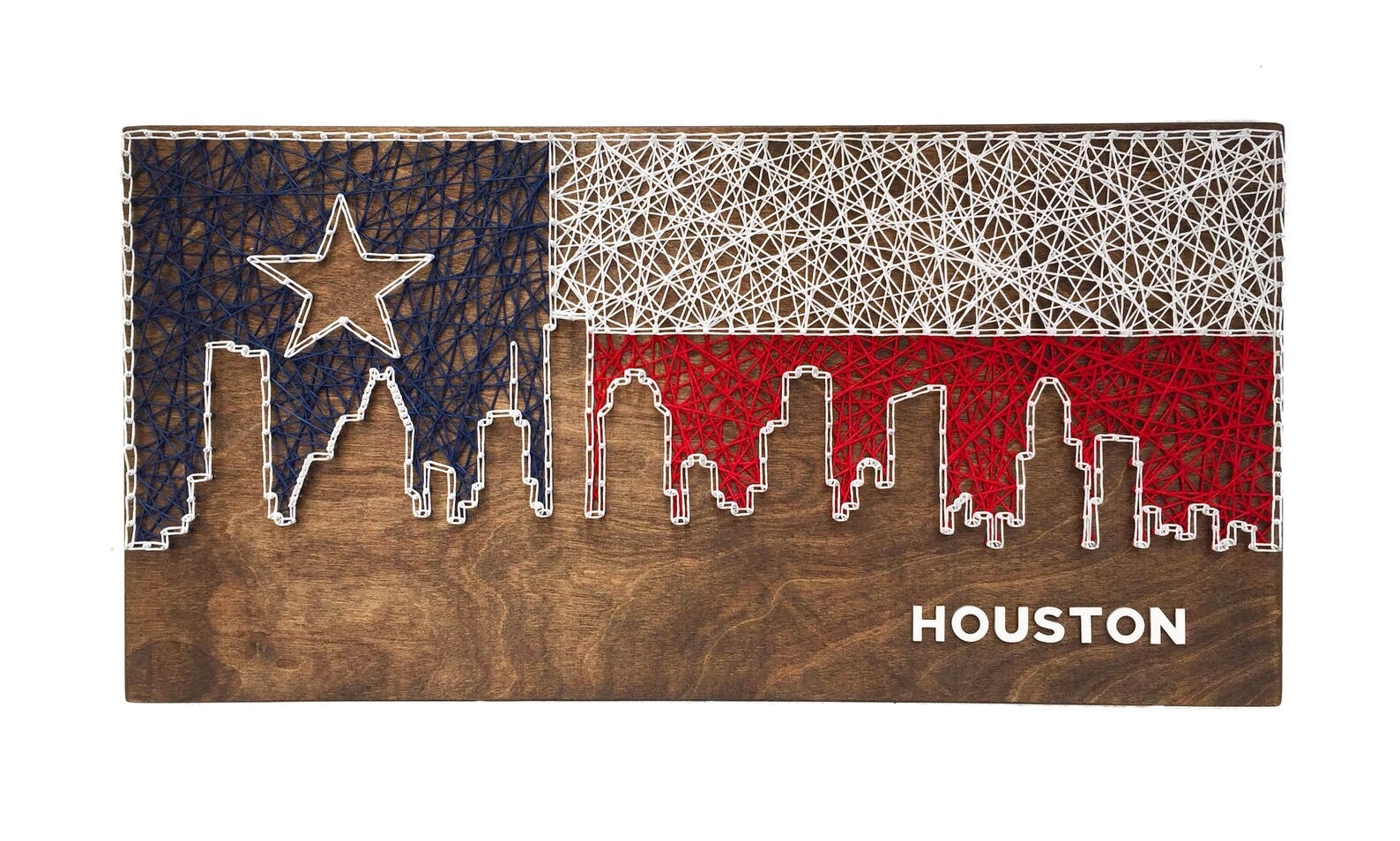 Houston Art - Houston Skyline String Art - Houston Skyline - Texas Flag ...
