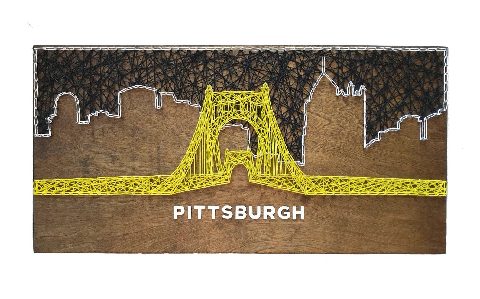Pittsburgh Art Pittsburgh Skyline String Art Roberto Clemente Bridge - Etsy