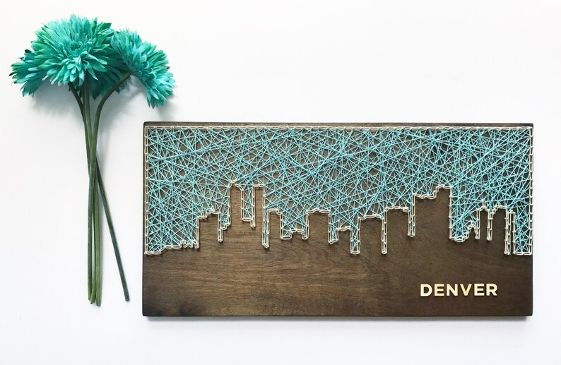 Denver Skyline String Art Denver Skyline Denver Art | Etsy