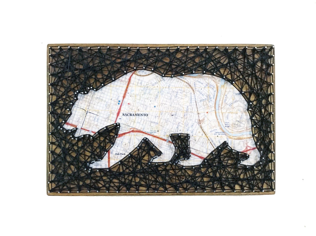 California Bear String Art - Sacramento Map - California Bear ...