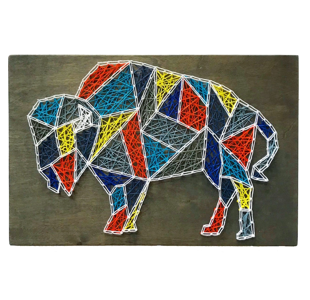 Geometric Buffalo String Art - Buffalo Art - Geometric Animal - Bison ...