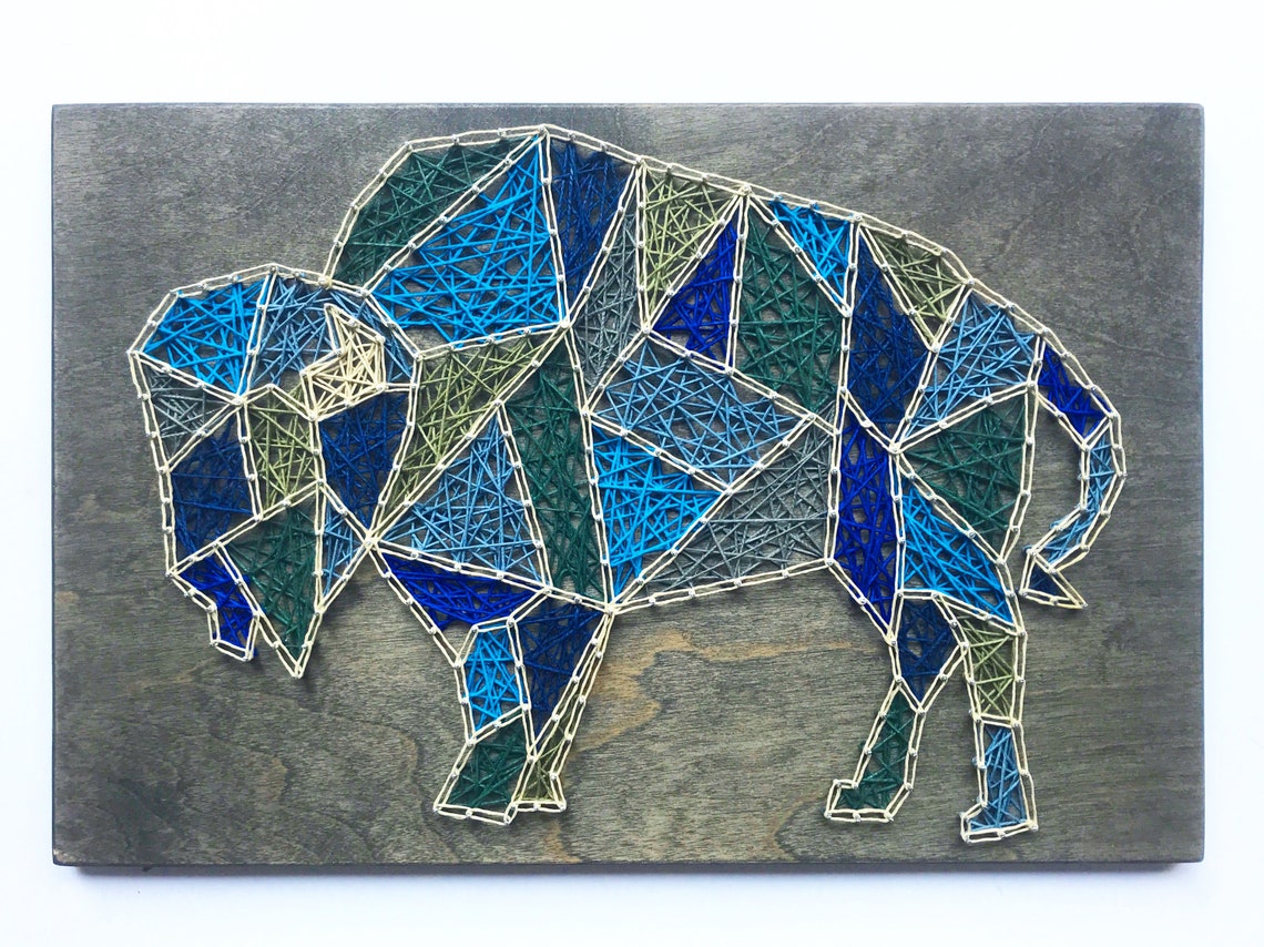 Geometric Buffalo String Art - Buffalo Art - Geometric Animal - Bison ...