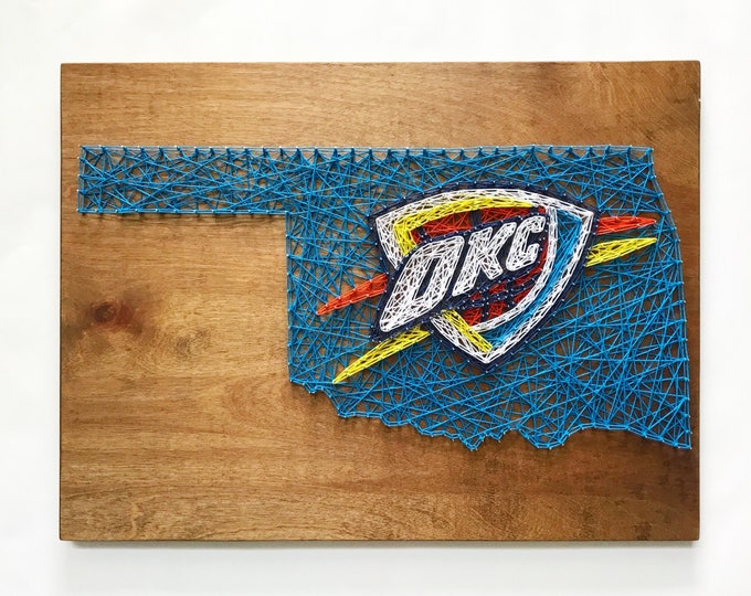 Oklahoma City Thunder String Art, Basketball Art, OKC Art, Man Cave ...