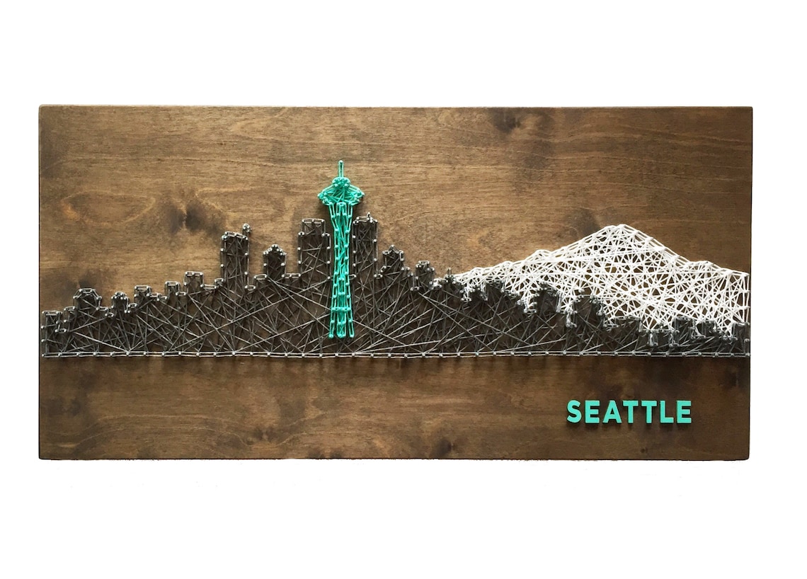 Seattle Art Seattle Skyline String Art Seattle Skyline | Etsy