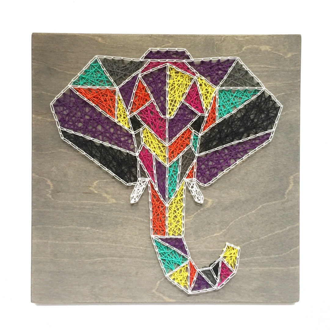 Geometric Elephant String Art, Geometric Animal, Elephant Art ...