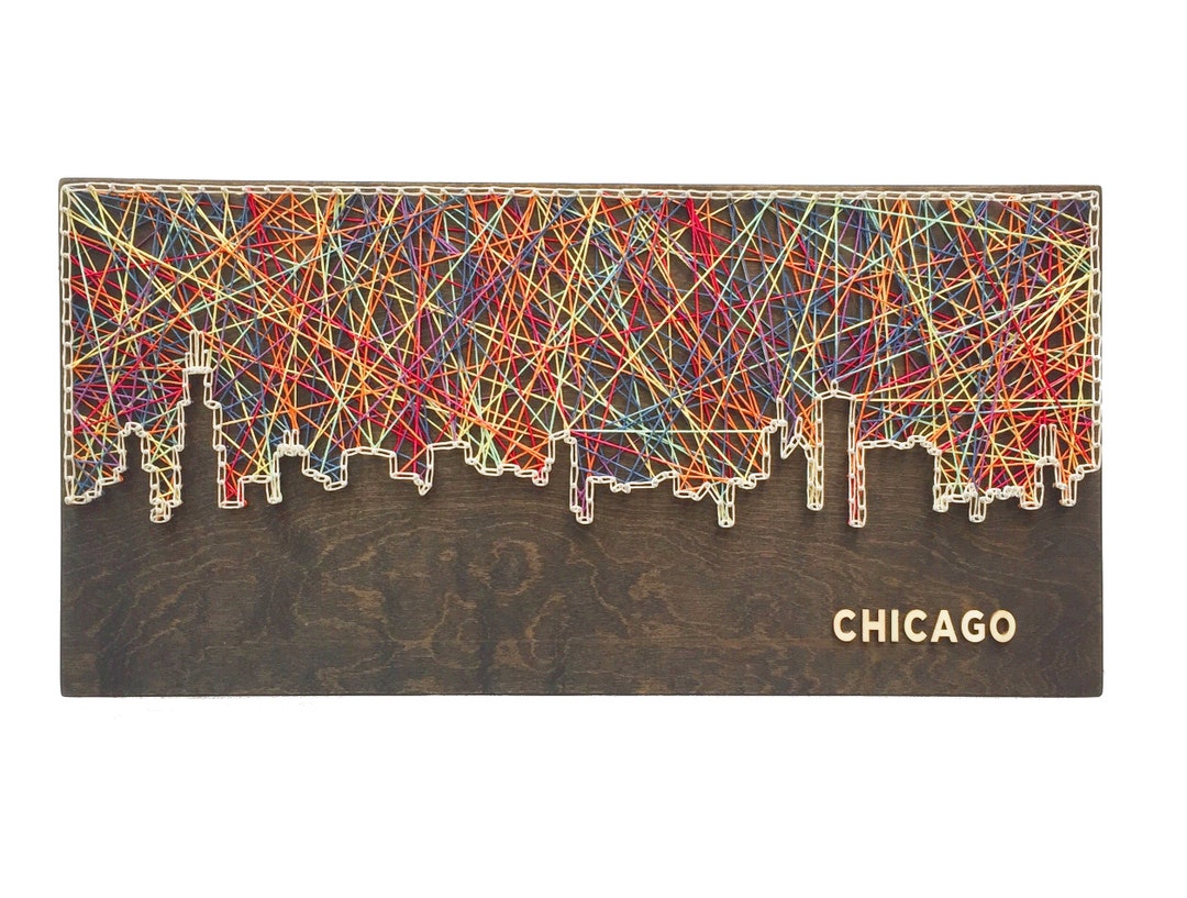 Chicago Art - Chicago Skyline String Art - Chicago Skyline - Etsy