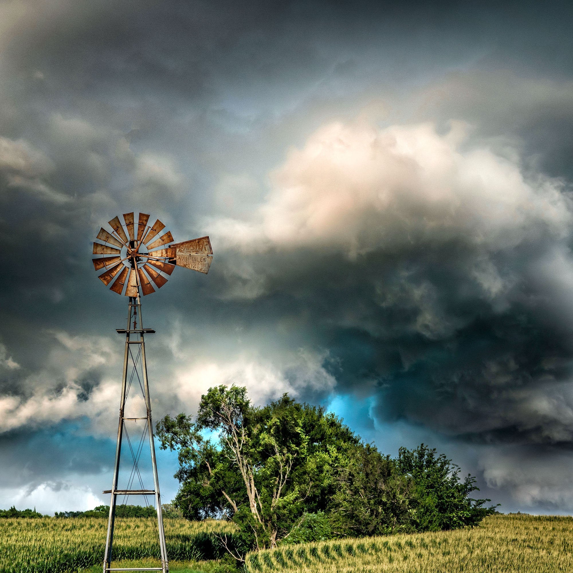 Windmill Photo Prairie Windmill Rural Storm Nebraska | Etsy