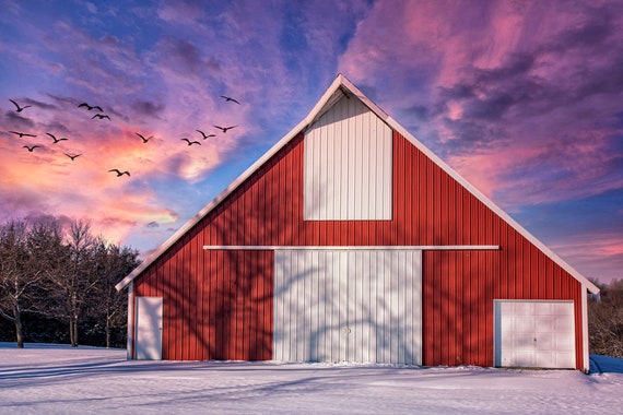 Nebraska Red Barn Rural Prairie Nebraska Great Plains Old - Etsy
