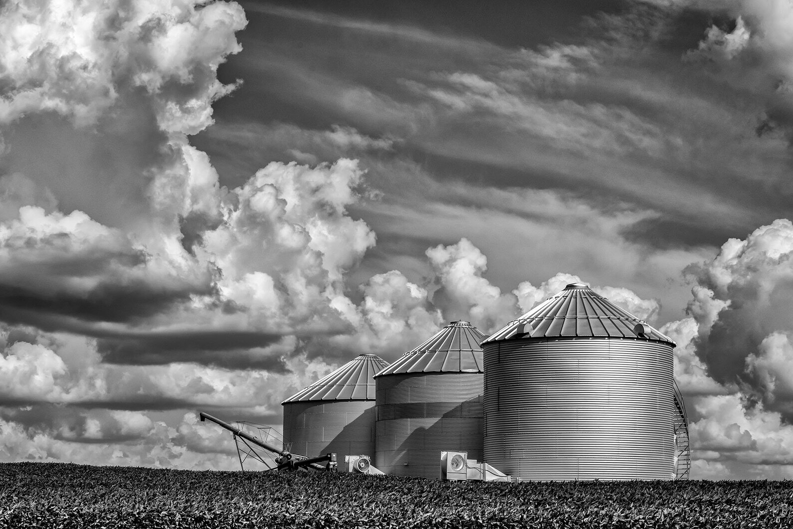 Grain Bins Nebraska Cornfield Farm Scene Summer Clouds - Etsy