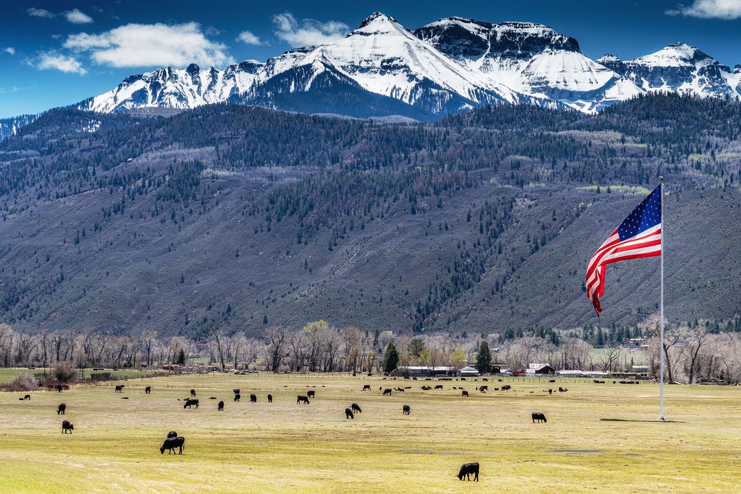 American Flag, Patriot, Land of the Free, Colorado Mountain Landscape ...