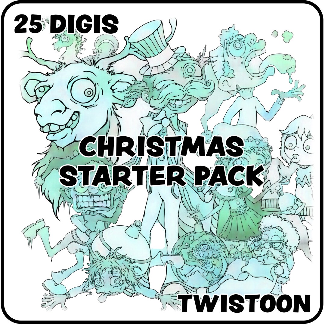 25 Digi Stamps Pack - Twistoon / Christmas Starter Pack - Funny Quirky ...