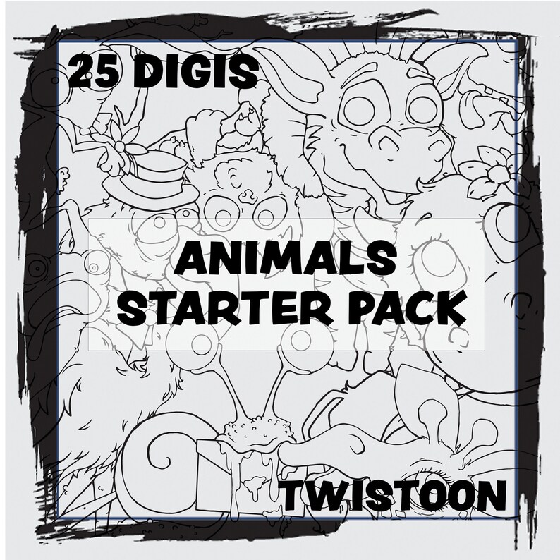 25 Digi Stamps Pack - Twistoon / Animals Starter Pack - Funny Quirky ...