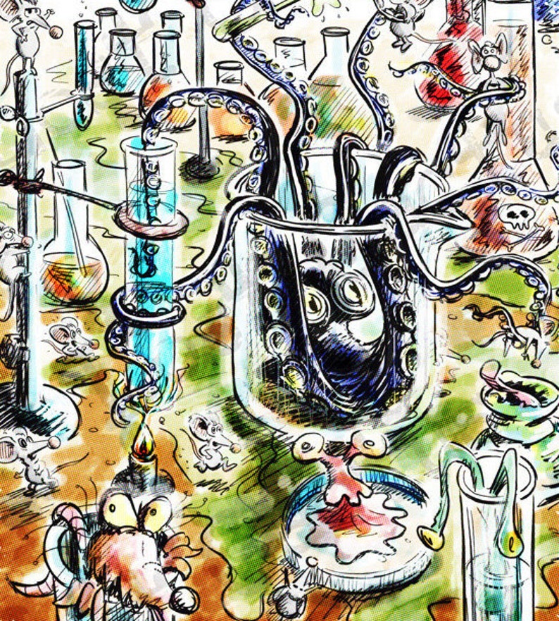 Science Lab Art Print Comic Strip Art Laboratory Art Lab | Etsy