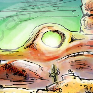 Desert Art Print Comic Book Art Night Sky Starry Night - Etsy