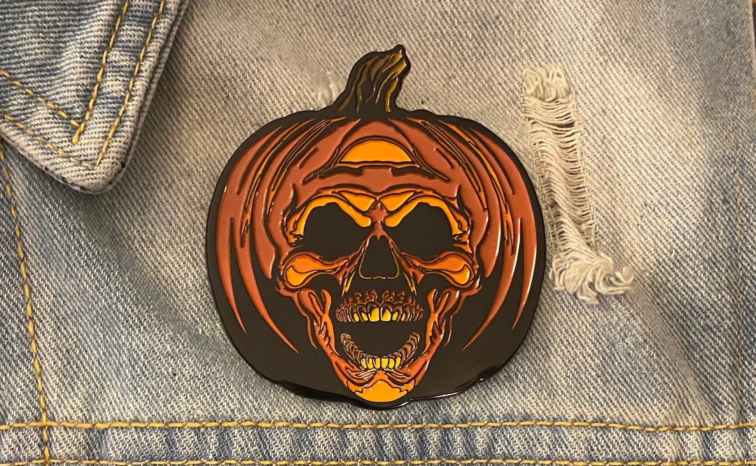 Enamel Brooch Lapel Pin Badge Skull Pumpkin Horror Skeleton Slasher ...