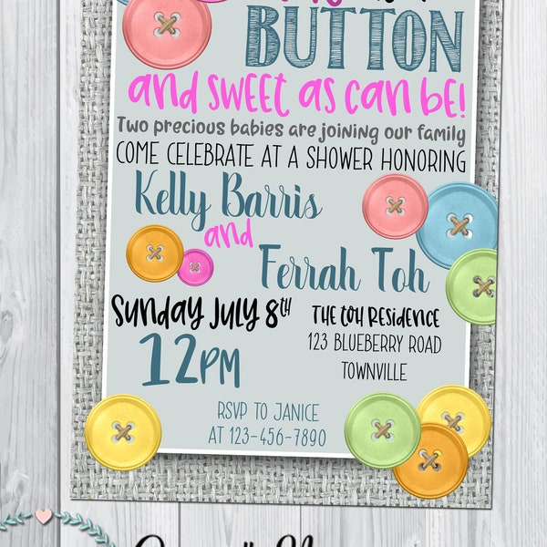 Button Invitation - Etsy