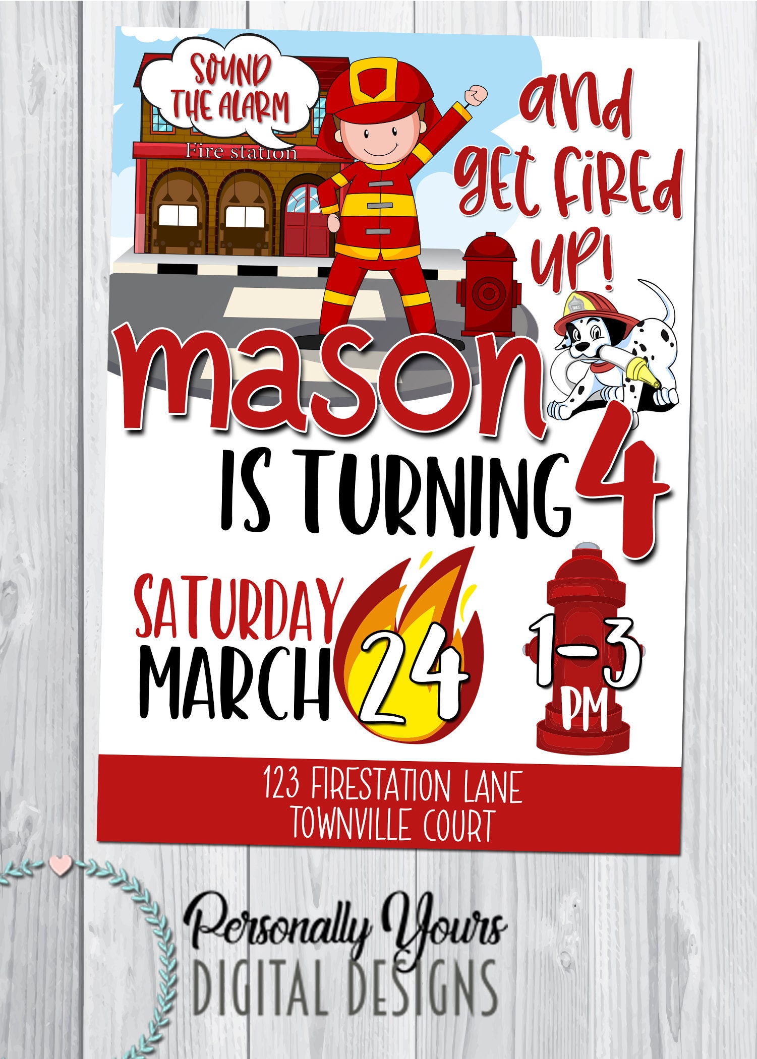 Fire Station Themed Birthday Invitation - Etsy