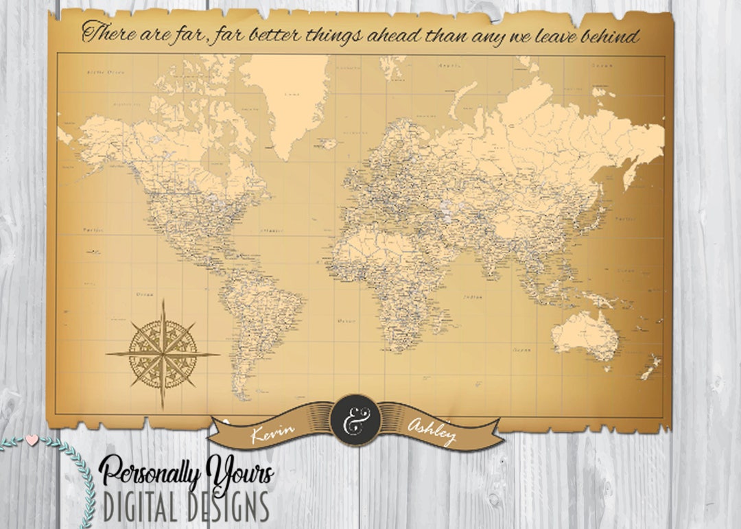 Personalized Push Pin World Map - Etsy