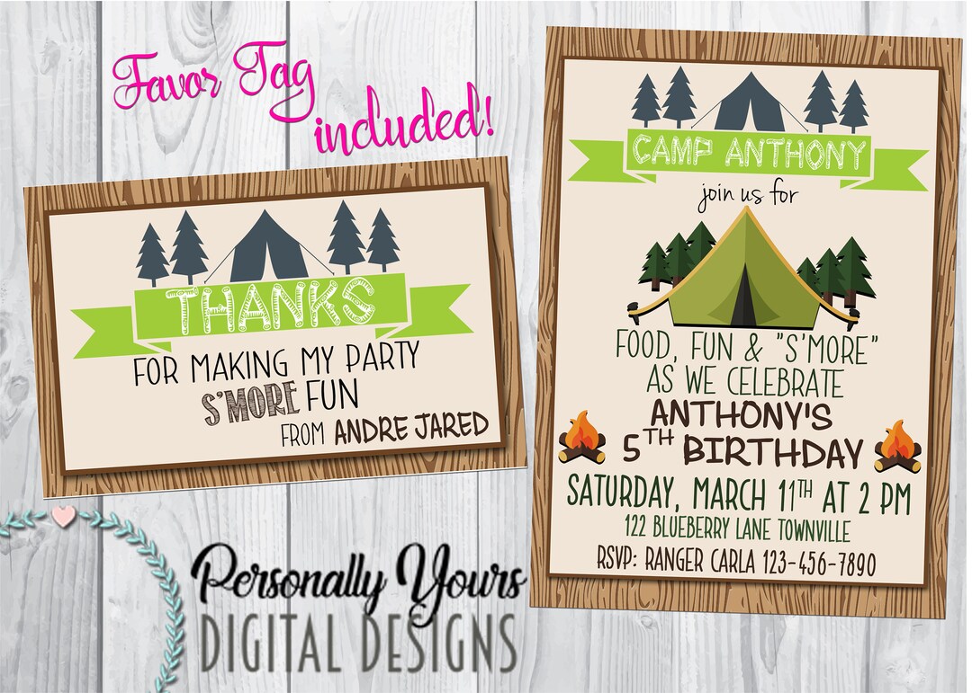 Camp Themed Birthday Invitation - Etsy