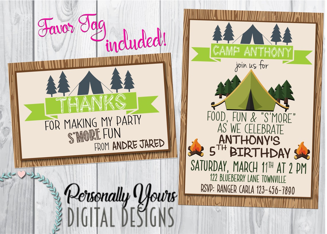 Camp Themed Birthday Invitation - Etsy