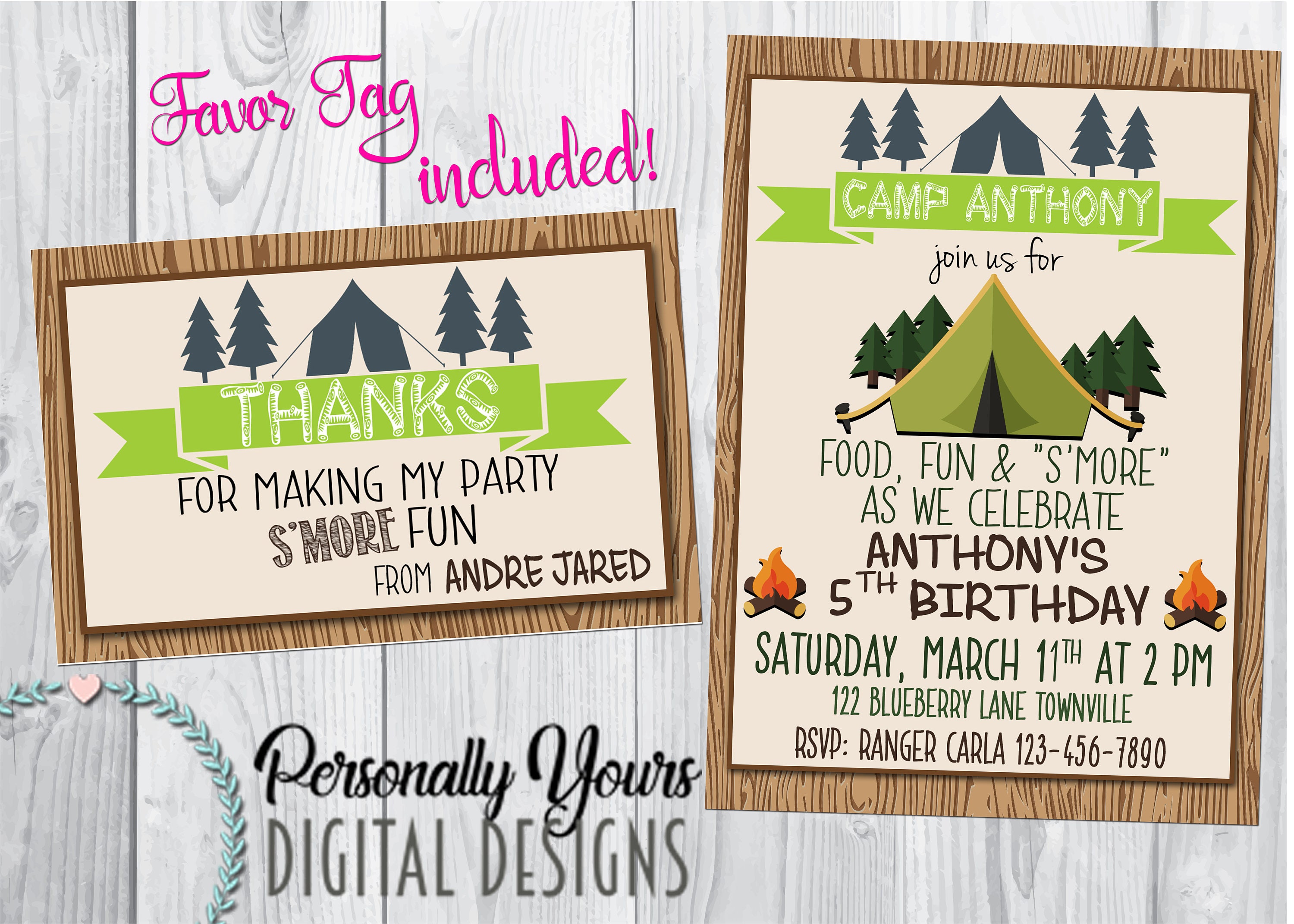 Camp Themed Birthday Invitation - Etsy