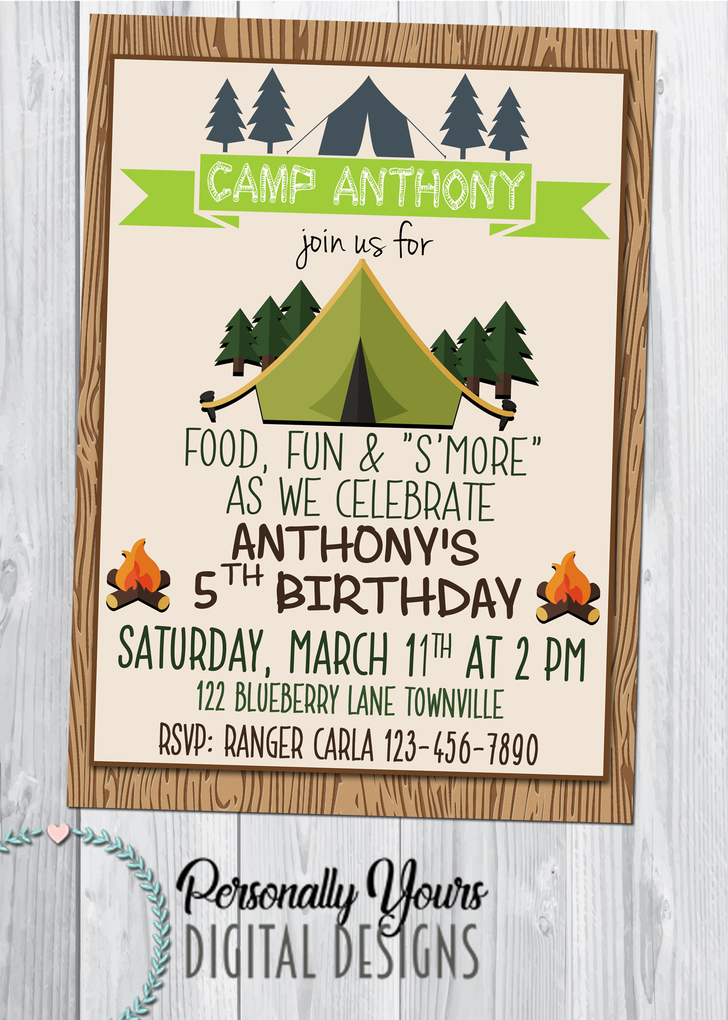Camp Themed Birthday Invitation - Etsy