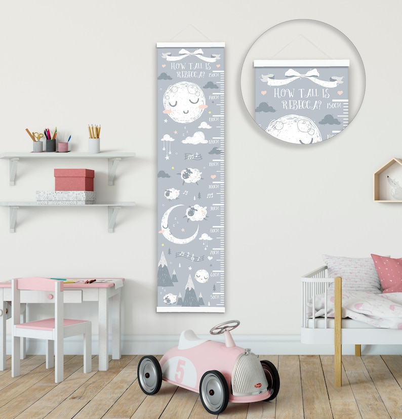 Personalised Height/ Growth Chart Grey Moon Beautiful - Etsy