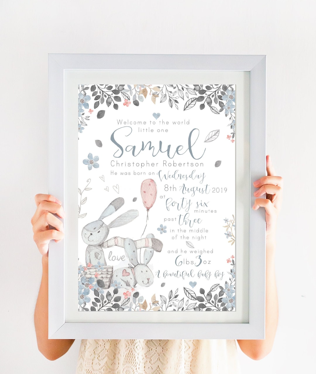 Personalised A4/A3 Birth Print Ideal Newborn Baby Gift Nursery/bedroom ...