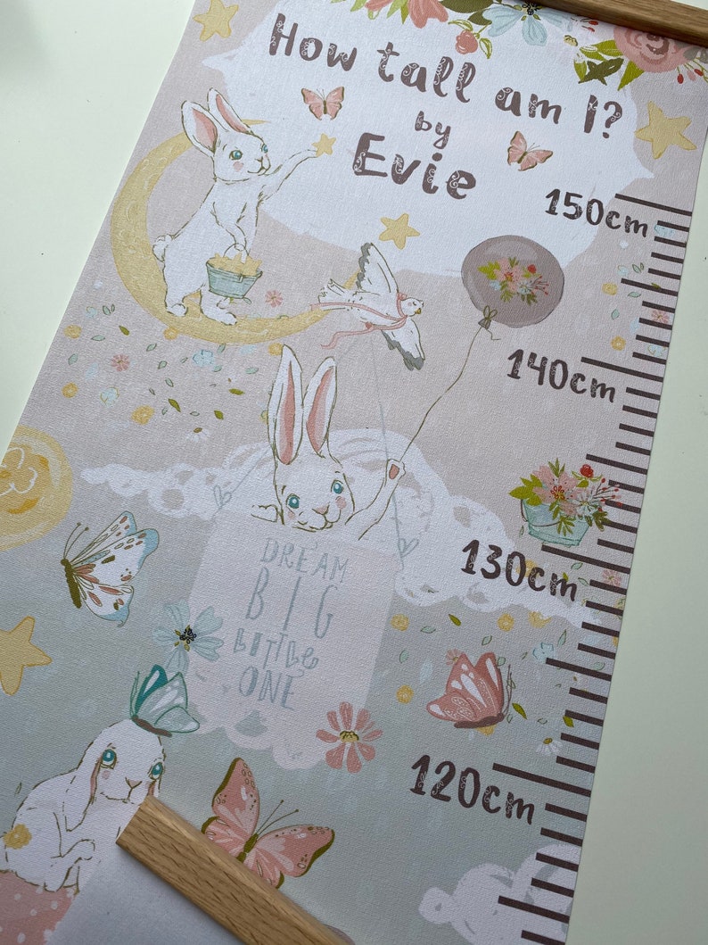 Personalised Height/ Growth Chart Whimsical Rabbits - Etsy