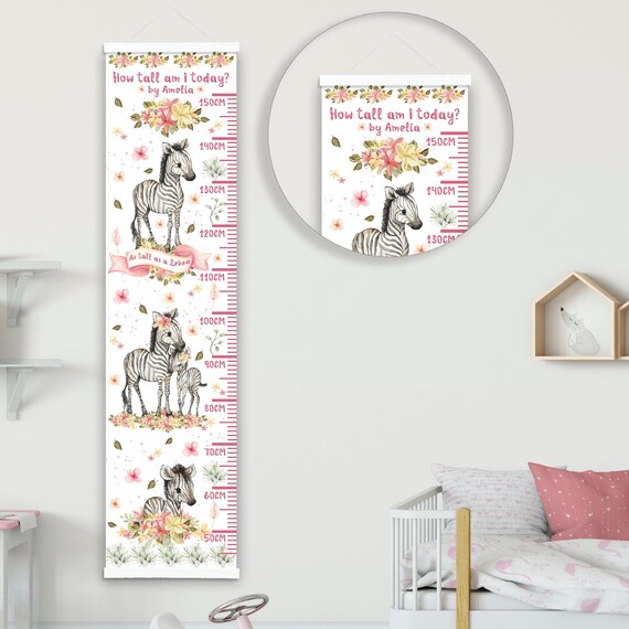 Personalised Height/ Growth Chart Floral Zebras Beautiful | Etsy
