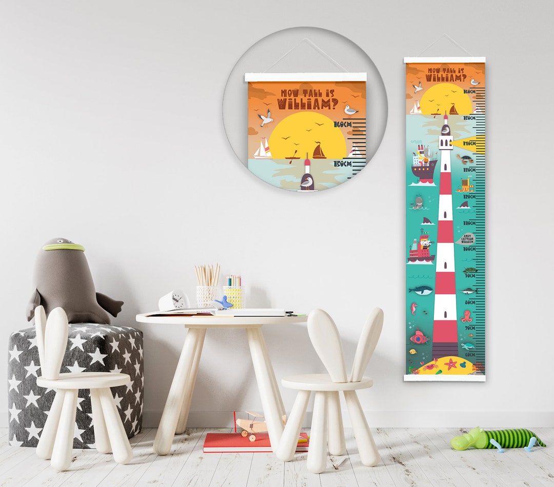 Personalised Height/ Growth Chart - Lighthouse at Sea - Beautiful ...