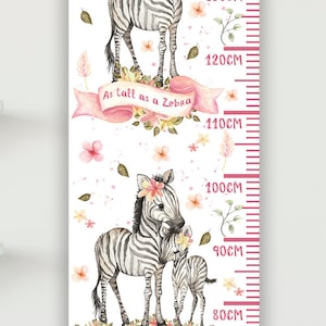 Personalised Height/ Growth Chart - Floral Zebras - Beautiful Nursery ...