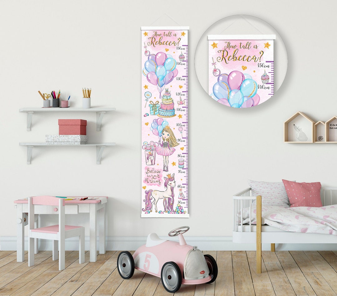 Personalised Height/ Growth Chart - Pink Princess Party - Beautiful ...